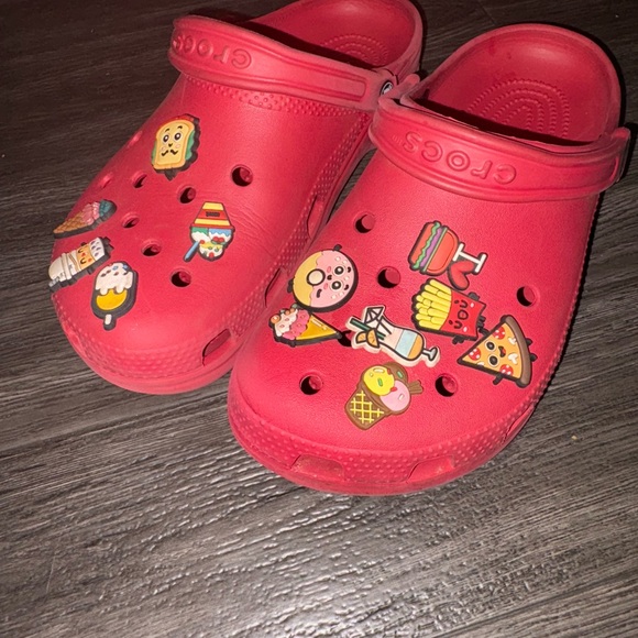 CROCS | Shoes | Crocs Women Red Clogs With Fun Charms | Poshmark